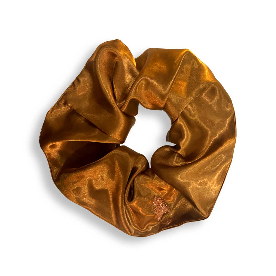 Cognac Satin Scrunchie - Perfect Pineapple Wraps